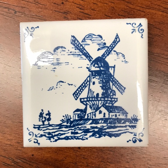 Vintage | Accents | Vintage Blue White Miniature Porcelain Tile Dutch ...